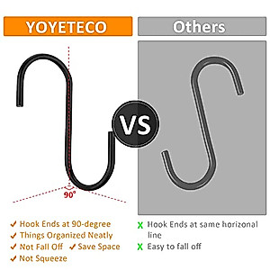 YOYETECO 10 Pack Purse Hanger Black S Hooks, Unique Twisted S Hooks Heavy Duty Bag Hanger, Closet Rod Hooks for Hanging Handbags, Purses, Belts, Scarves, Hats, Pots and Pans, Large 4.33 Inch