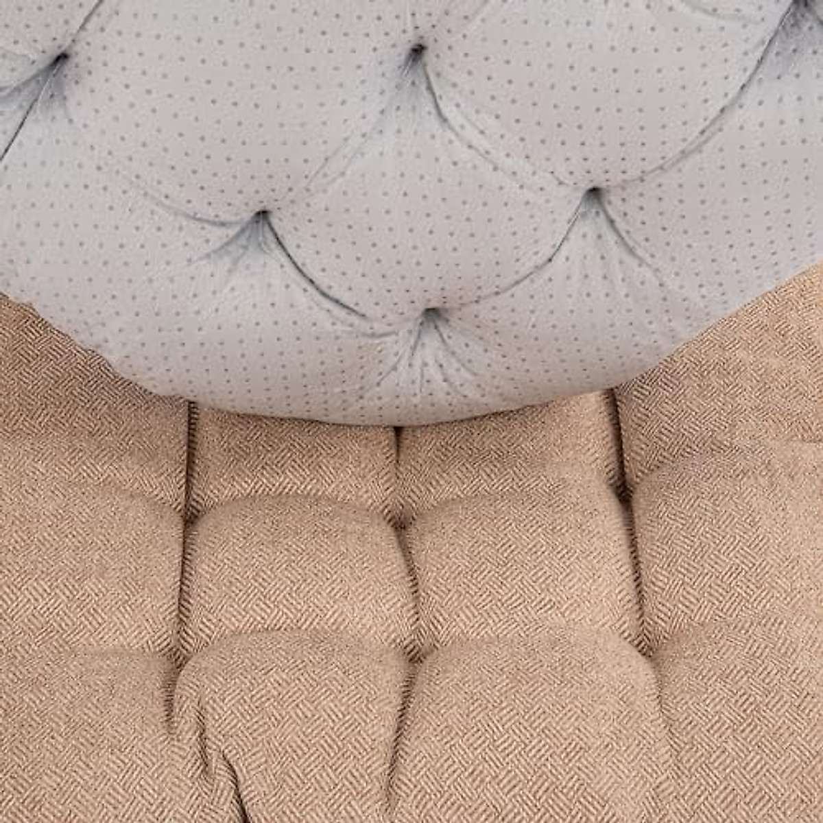 POMIU Outdoor Chair Cushions for Patio and Garden Furniture, Chair Pads Set Premium Comfortable Thick Fiber Fill Tufted Seat Floor Cover (2 Pack, 19" x 19", Khaki)