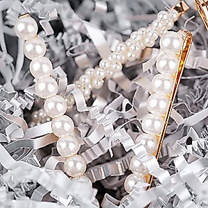 1LB Crinkle Cut Paper Shred Filler Silver White Paper Shreds Filler Raffia Paper Shreds Strands Grass Stuffer Shredded Crinkle Confetti for Packing Filler Gift Wrap Basket Filler