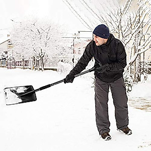 CLISPEED 3-in-1 Snow Shovel Kit Portable Snow Shovel with Ice Scraper and Snow Brush (Black)