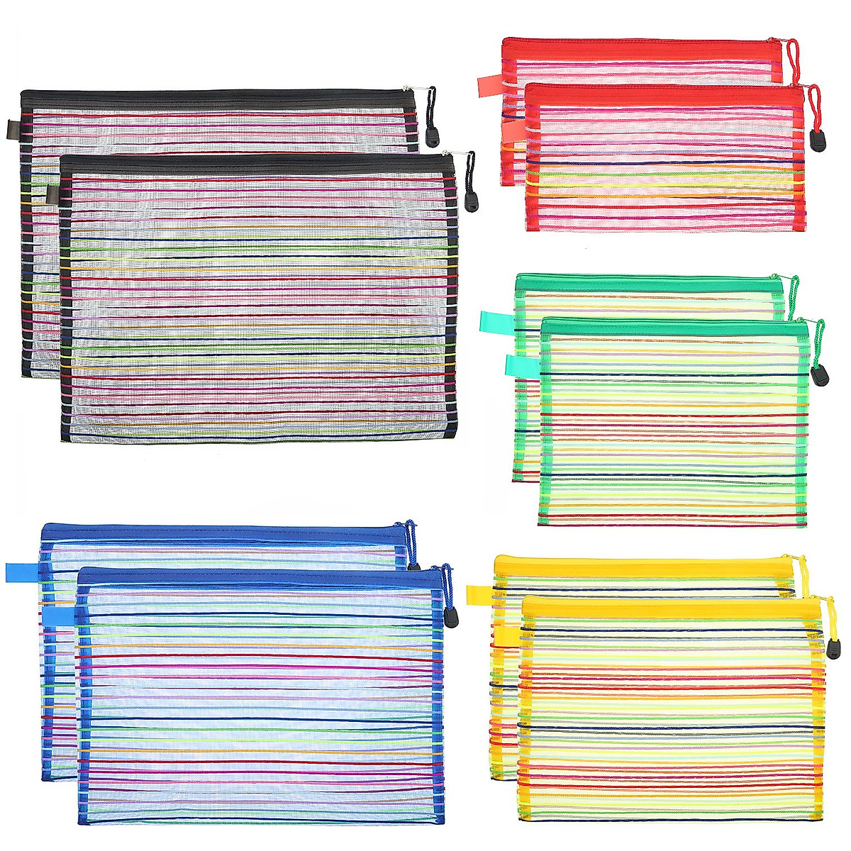 HESTYA 10 Pcs Mesh Bags with Zipper Cosmetics Mesh Toiletry Bags Travel Small Zipper Pouch Multipurpose Travel Organizer for Offices Supplies Accessories