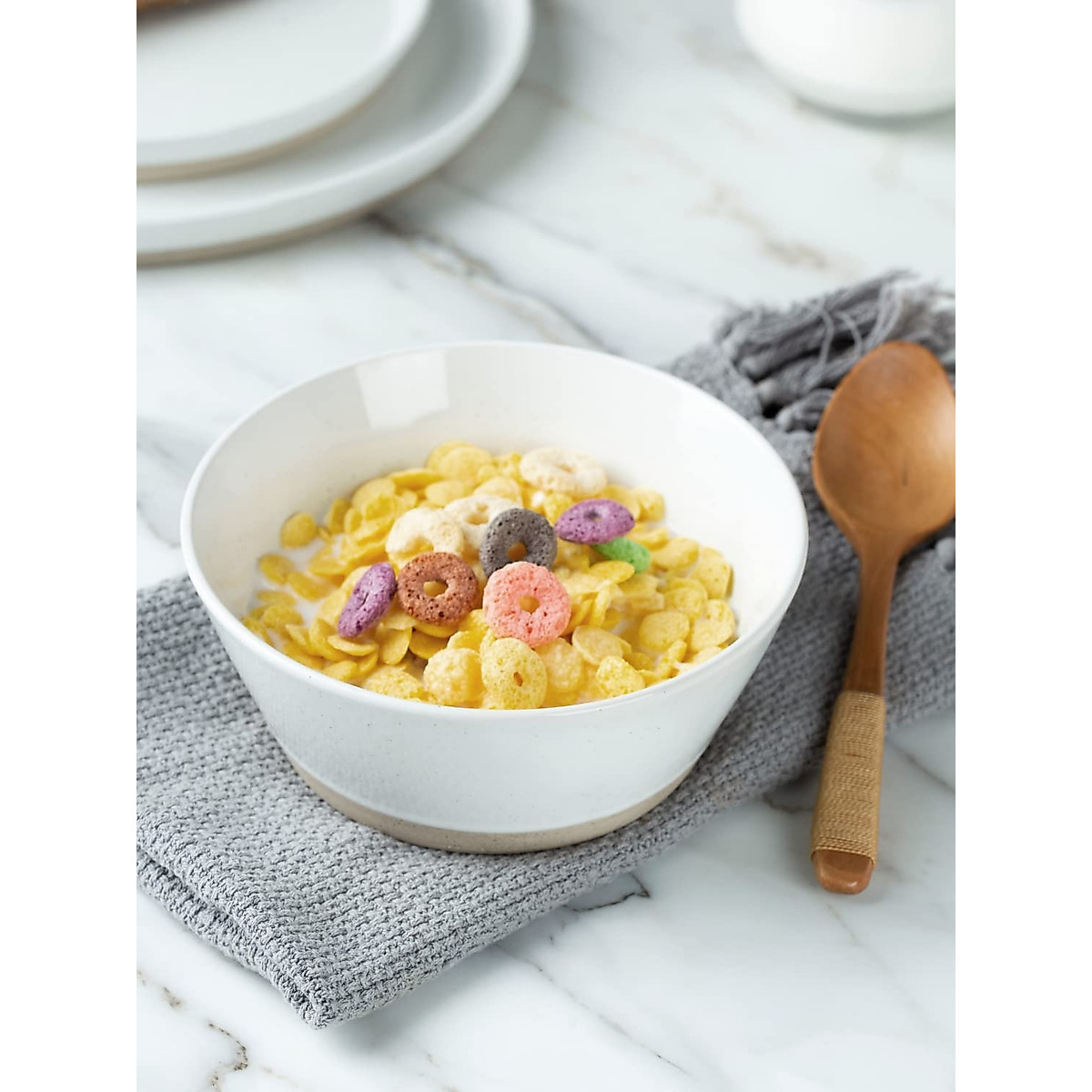 famiware Saturn 6 Pieces Cereal Bowl, Soup Bowls, Stackable, Perfect for Your Friend for Housewarming, Thanksgiving, Christmas, White