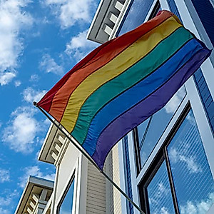 LGBTQ Rainbow Gay Pride Flag 3x5 Outdoor (Sewn Stripes ),UV Fading Resistant,Canvas Header and 4 Stitched,LGBT Pride Rainbow Flags Banners for Wall and Pole 6 Stripes(pole not included)