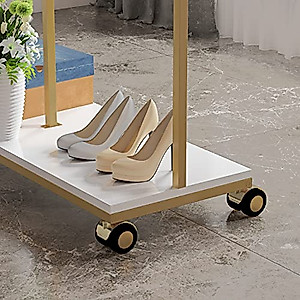 HOMEKAYT Gold Clothing Rack with Shelf Heavy Duty Garment Rack Modern Display Rack for Home, Boutique, Retail (Iron) (39''L, D)