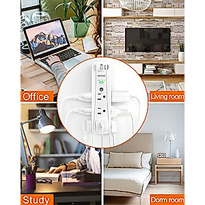 Outlet Extender, Multi Plug Outlet, 9AC Surge Protector with 3 USB Ports(1 USB C Outlet), Wall Plug Expander, USB Wall Charger Outlet Splitter, Compact for Travel, Home, Dorm Room, and Office…