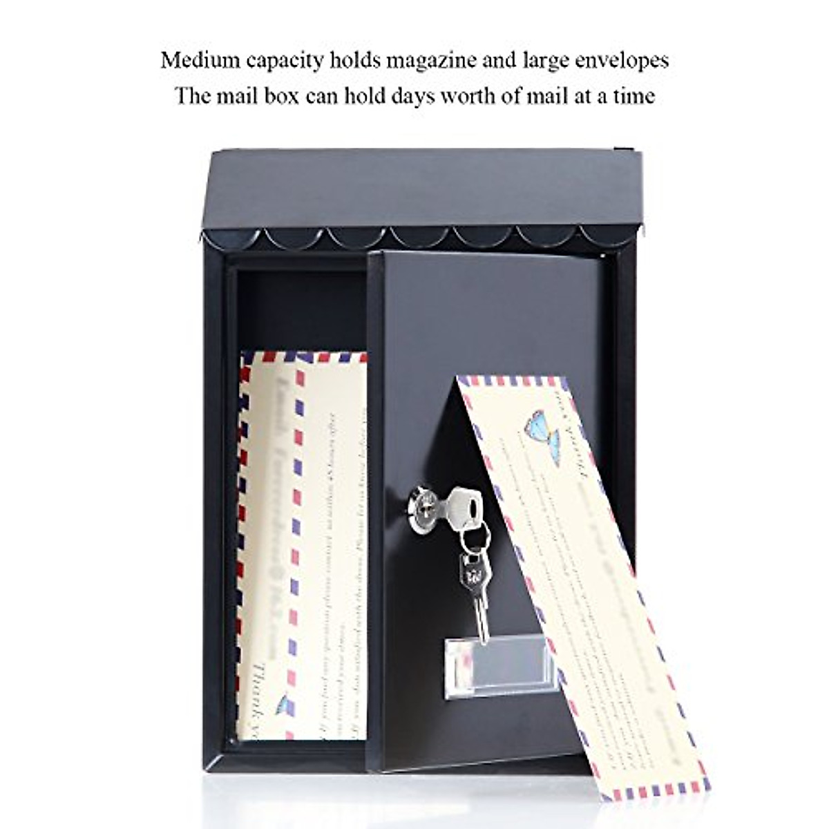 Jssmst Mailboxes Wall Mount with Key Lock – Small Metal Mailboxes Horizontal, 12.4 x 8.3 x 3.05 Inch, Black New