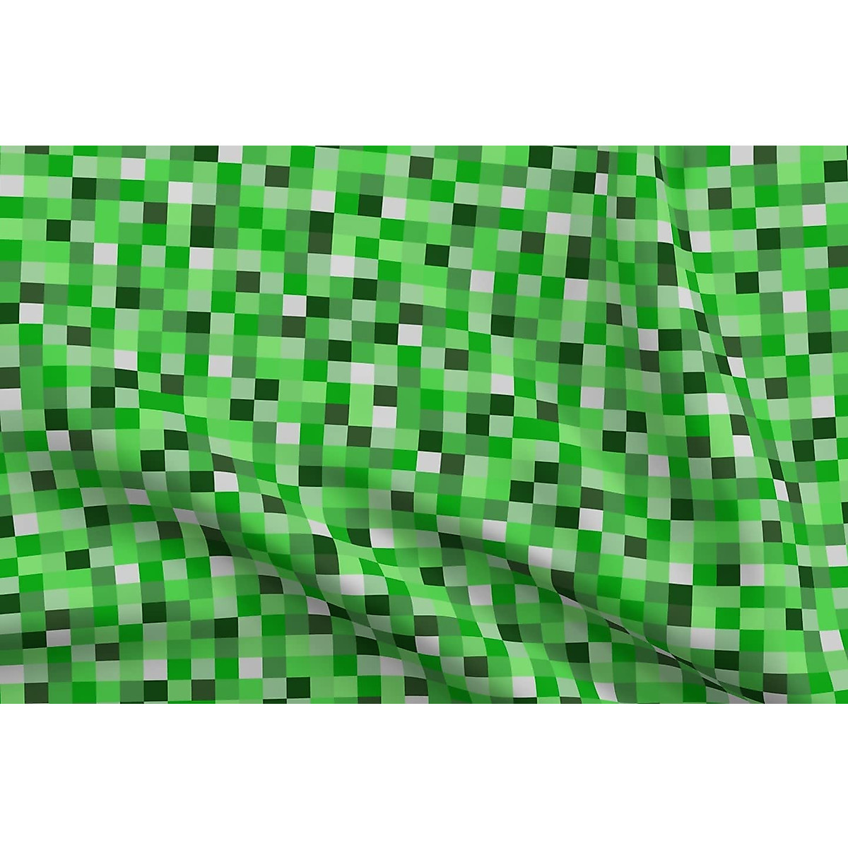 Spoonflower Fabric - Green Computer Video Games Gaming Kids Gaming Pixels Squares Printed on Petal Signature Cotton Fabric Fat Quarter - Sewing Quilting Apparel Crafts Decor