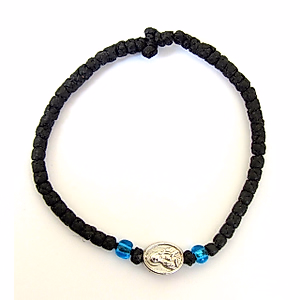 Iconsgr Handmade Christian Orthodox Komboskoini, Prayer Rope Bracelet Black VM1