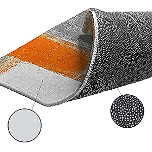 Indoor Outdoor 3'x5' Area Rug - Non-Slip Backing Easy-Cleaning Living Room Rugs Washable Thanksgiving Area Rugs Orange Gray Modern Abstract Art Painting Graffiti Design Floor Carpet for Bedroom Dorm