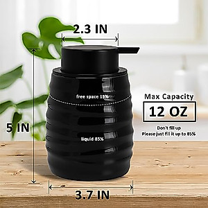 TOOZFO Soap Dispenser Ceramic with Easy-to-Press Pump Hand Lotion Liquid Dispenser Non-Slip for Shampoo Bathroom Kitchen 12 oz