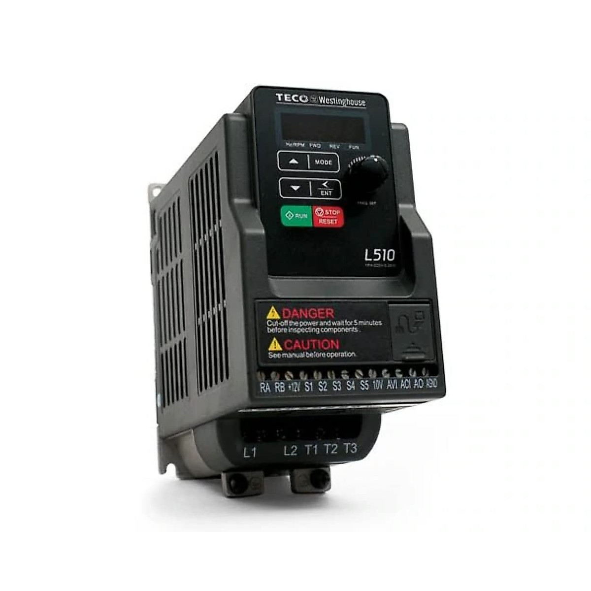 Teco Variable Frequency Drive, 1 HP, 230 Volts 1 Phase Input, 230 Volts 3 Phase Output, L510-201-H1-N, VFD Inverter for AC motor control
