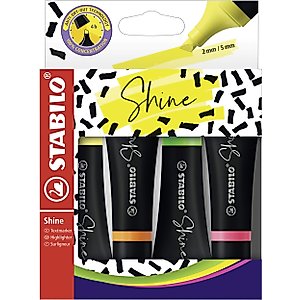 STABILO Highlighter Shine - Wallet of 4 - Assorted Colours