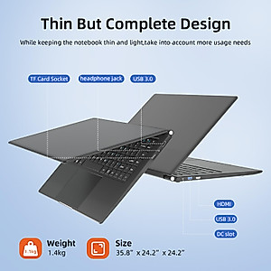 Laptop 15.6 Inch 4GB DDR 128G Memory, Windows 11 Laptop Computer with Intel N4020 up to 2.8 GHz, HD IPS Display, Thin & Light Notebook PC, USB3.0, Mini HDMI, 10000mAh Battery, WPS Built-in