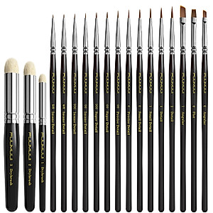 Miniature Model Paint Brushes Drybrush Set 18pcs for Effect, Fine Tip Model Painting - Professional Dry Brush Detail Paint Brushes for Tabletop & Miniature Acrylic, Watercolor, Oil Painting