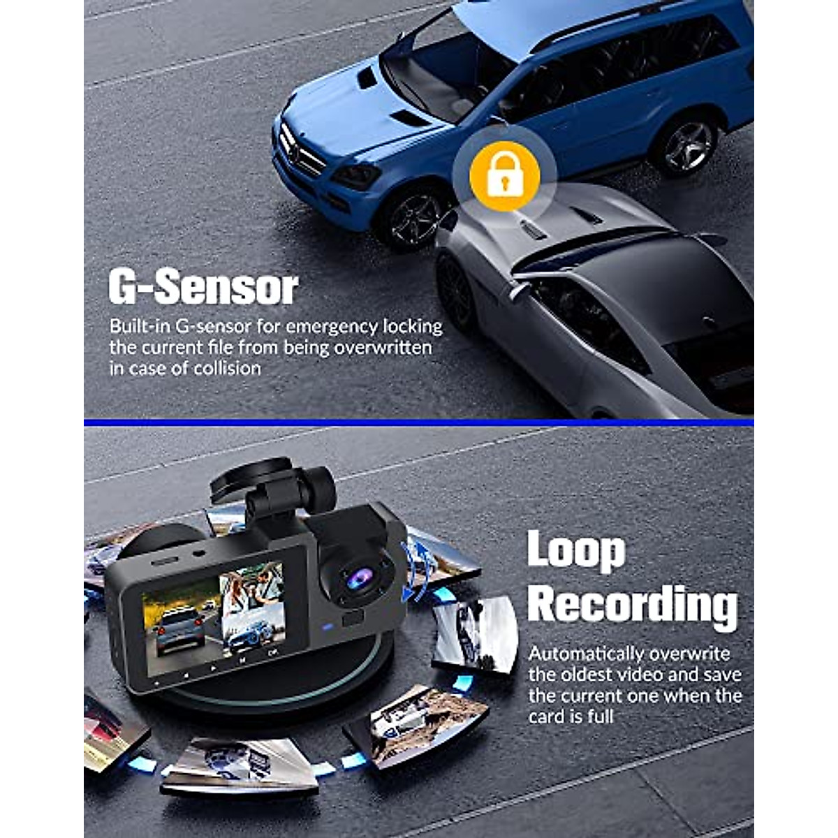 Dash Camera for Cars,4K Car Camera Full HD Dash Cam Front Rear with Free 32GB SD Card,Built-in Super Night Vision,2.0'' IPS Screen,WDR, 24H Parking Mode, Loop Recording