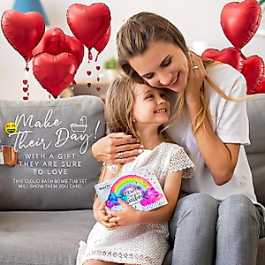 Rainbow Bath Bombs for Kids- Natural and Organic Bubble Bath Bombs w/Moisturizing Shea Butter and Natural Oils, 4 Large Unicorn Cloud Bath Bombs for Girls, Boys, Women, Valentines Day Gift for Her