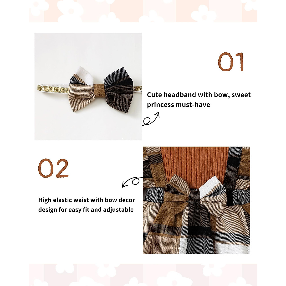 HIGHUZZA Newborn Baby Girl Clothes Infant Outfit Fall Winter Romper Ruffle Long Sleeve Shirt Flower Pant Set Toddler Baby Clothing for Girl 3-6 Month Pink