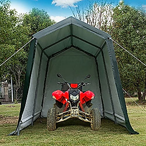 ERGOMASTER 7 Ft x 12 Ft Outdoor Carport Patio Storage Shelter Metal Frame and Waterproof Ripstop Cover for Motorcycle and ATV Car