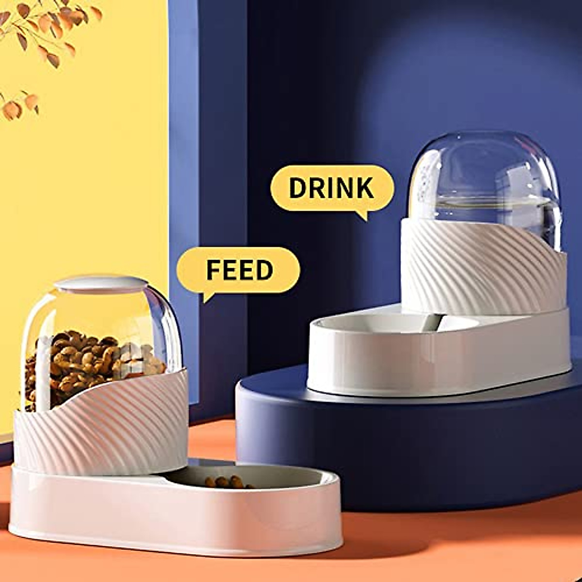 Automatic Cat Dog Feeders Cat Food and Water Dispenser Set 2L ,2 PCS Gravity Food Feeder and Water Set,Pet Food Bowl Feeder & Food Dispenser for Cat,Dogs,Puppy, Rabbit Pets Hamsters