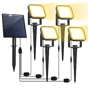 CREPOW Solar Spot Lights Outdoor, 20 LED IP65 Waterproof Solar Landscape Lights, Dusk-to-Dawn 3000K Warm White Solar Outdoor Lights for Yard Garden Driveway Porch Walkway, 4-in-1