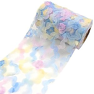 Yuanchuan Flower Tulle Rolls 4.7 inch x 10 Yards (30 feet) Blue for Table Runner Chair Sash Bow Pet Tutu Skirt Sewing Crafting Fabric Wedding Unicorn Halloween Party Gift Ribbon(Gradient Blue)