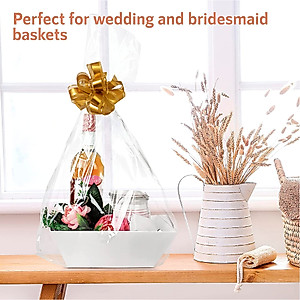 [5 Pk] Large White Baskets for Gifts Empty to Fill, Large Basket Bags, Gold Pull Bows | Wine Gift Basket Kit | DIY for Christmas, Easter, Bridesmaid, Wedding | Gift to Impress- Upper Midland Products