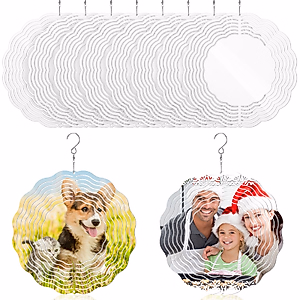 10 Pack 8 Inch Sublimation Wind Spinner Blanks 3D Aluminum Wind Spinners Hanging Wind Spinners DIY Crafts Ornaments for Indoor Outdoor Garden Yard Window Porch Front Door Decoration