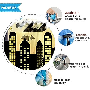 Superhero Super City Photography Backdrop Yellow Full Moon Skyline Cityscape Photo Background Newborn Baby Shower Kids Birthday Party Cake Table Decoration Banner Props (7x5FT)