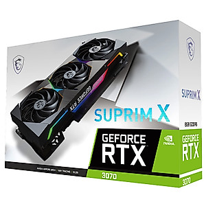 MSI Gaming GeForce RTX 3070 LHR 8GB GDRR6 256-Bit HDMI/DP Nvlink Torx Fan 4 RGB Ampere Architecture OC Graphics Card (RTX 3070 SUPRIM X 8G LHR)