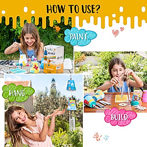 ROMI'S WAY 2-Pack Make Your Own Wind Chime Kit - Larger Bells, Stencils and Beads, Arts and Crafts for Kids Ages 8-12, 6-8 - DIY Craft Kit for Girls & Boys - Unique Art Gifts for Christmas, Birthday