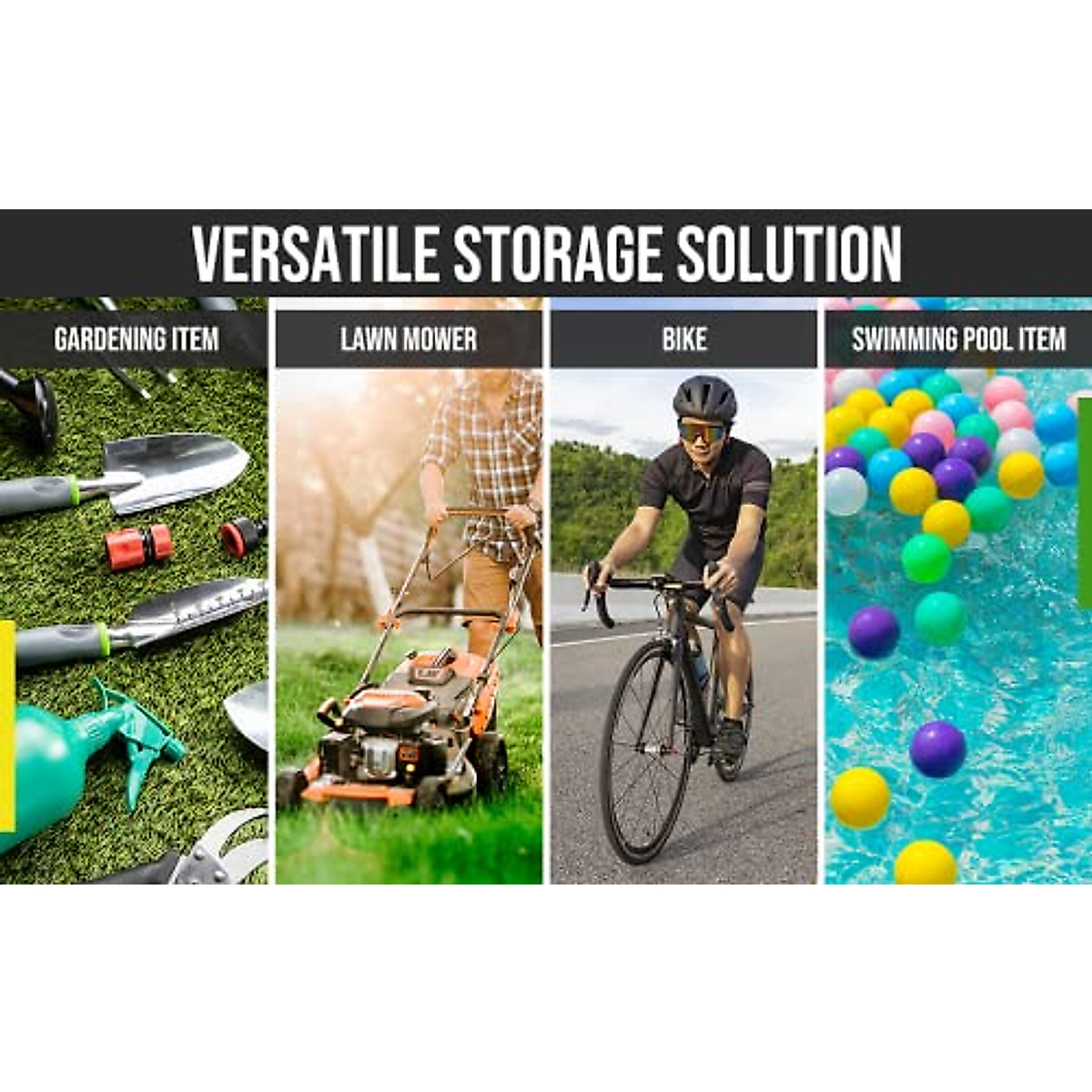 MeeA Outdoor Bike Cover Storage Shed Tent,210D Oxford Thick Waterproof Fabric, Fiberglass Frame (Black)