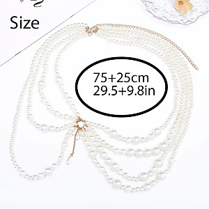 Asooll Pearl Belly Chain Layered Waist Body Chains Bikini Belly Jewelry Fashion Beach Rave Party Club Body Accessories Jewelry for Women and Girls