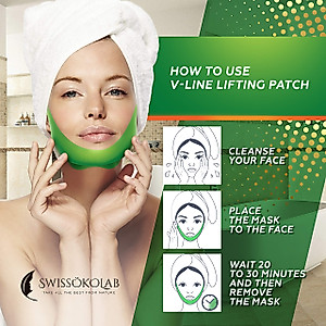 SWISSÖKOLAB V shape lifting up Face Mask Chin Up Patch Double Chin Reducer Chin Contour Tightening Firming Face Lift Tape Mask V-Line Neck Lifting Patches V Shaped Slimming Face Mask 5 pcs