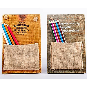 Hanging Storage Shelves Wood Decor Multifunctional Storage Rack Handicraft Wooden Frame with Hemp Rope Storage Bag,Hung or Erected Creative Decorative Board Room Living Room(2 Pack)