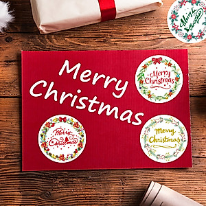 Merry Christmas Thank You Stickers Wreath Holiday Stickers for Envelope Seals 100Pcs