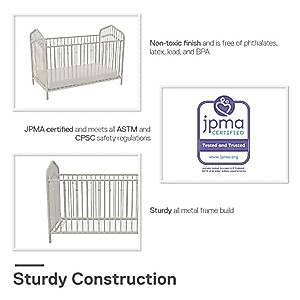 Novogratz Bushwick Metal Crib with Adjustable Mattress Height, Off White