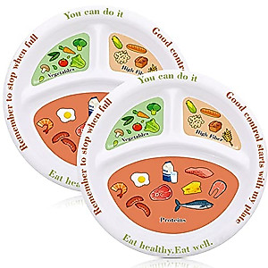 2 Pieces Portion Control Plates Macro Diet Plate Bariatric Divided Portion Control Container Portion Plate Nutrition Plate for Weight Loss Balanced Eating Food Meal Dinner Adults, 8.3 Inch