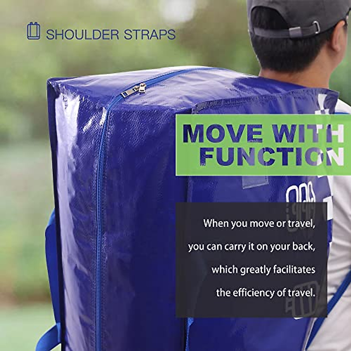 ATBAY Moving Bags Heavy Duty Extra Large Storage Bags with Zipper and Strong Handles for Clothes/Shoes/Blanket, 8PACK Blue