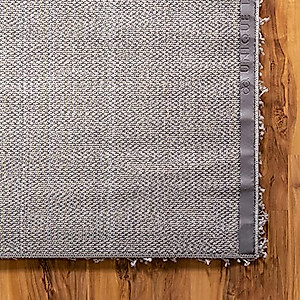 Unique Loom Solid Shag Collection Area Rug (9' x 12' Rectangle, Cloud Gray)