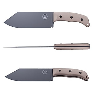 Off-Grid Knives - Grizzly V2 Camp Kitchen Chef Knife with Sandvik 14C28N Stainless Steel, Kydex Sheath and Belt Clip, G10 Scales, Lanyard Opening, Camping, BBQ & Home Kitchen Use (Coyote)