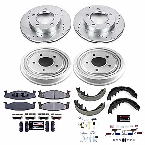 Power Stop K15461DK Z23 Front and Rear Brake Kit-Rotors, Brake Drums & Carbon Ceramic Brake Pads For Ford Bronco 1994-1996 [Model Specific]