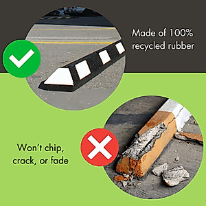 Park-It Recycled Rubber Parking Stop 4'X6"X4" Black/White