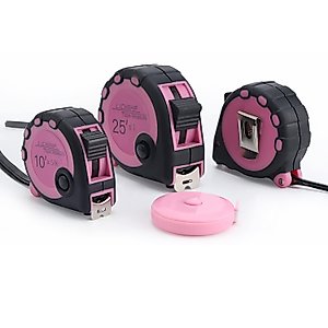 Lichamp Pink Tape Measure 4 Pack, 10ft 16ft 25ft Tape Measure Set with Soft Tape Measure, 10ft x 5/8in, 16ft x 3/4in, 25ft x 1in, 04MXPK