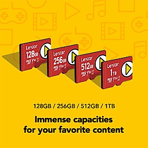 Lexar 512GB PLAY microSDXC Memory Card, UHS-I, C10, U3, V30, A2, Full-HD Video, Up To 160/100 MB/s, Expanded Storage for Nintendo-Switch, Gaming Devices, Smartphones, Tablets (LMSPLAY512G-BNNNU)