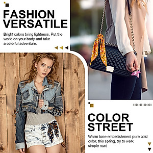 Chuangdi 10 Pcs Hair Scrunchies Hair Scarf with Ribbon Bunny Ears Chiffon Floral Bow Ponytail Holder Boho Elastic Floral Ropes 2 in 1 Vintage Accessories for Women