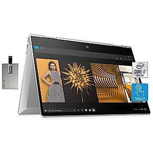 HP 2022 Envy X360 2-in-1 15.6" FHD Touchscreen Laptop Computer, Intel Core i7-1165G7, 16GB RAM, 512GB PCIe SSD, Backlit Keyboard, Intel Iris Xe Graphics, Windows 11, Silver, 32GB SnowBell USB Card