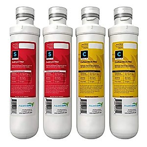 AQUATICLIFE Twist-In RO/RODI Replacement Cartridges - Includes 2 Carbon Block Filters and 2 Sediment Cartridges, 3 and 4-Stage Reverse Osmosis Deionization Systems