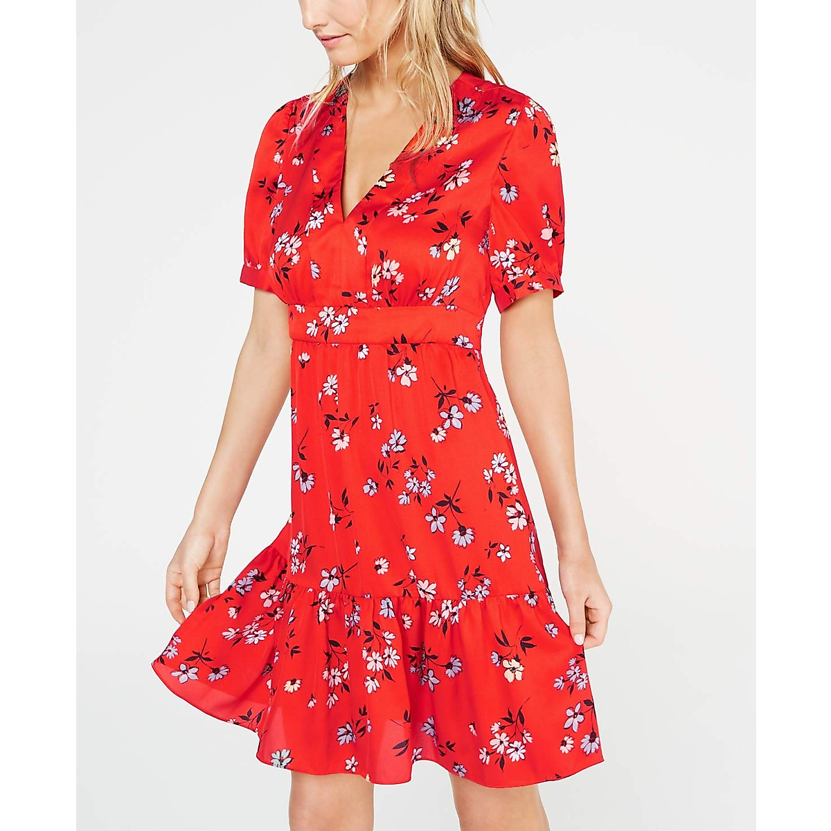 Jill Jill Stuart Women's Dress Bright A-Line Floral Ruffle Red 2