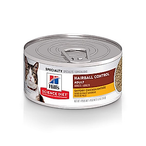 Hill's Science Diet Hairball Control, Adult 1-6, Hairball Control Support, Wet Cat Food, Chicken Minced, 5.5 oz Can, Case of 24