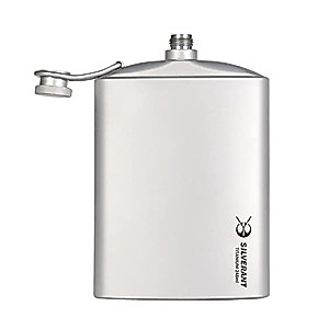 SILVERANT Titanium Hip Flask 248ml/8.73 fl oz, Ultralight Portable Leakproof Pocket Flask Flagon With Screw Cap Clip, Drawstring Cloth Case & Pouring Funnel